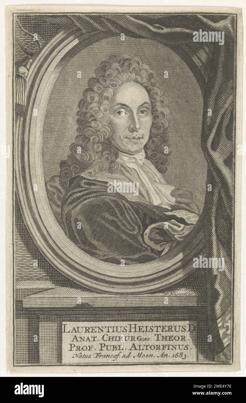 Portrait of Lorenz Heister, Wouter Jongman, 1712 - 1744 print ...