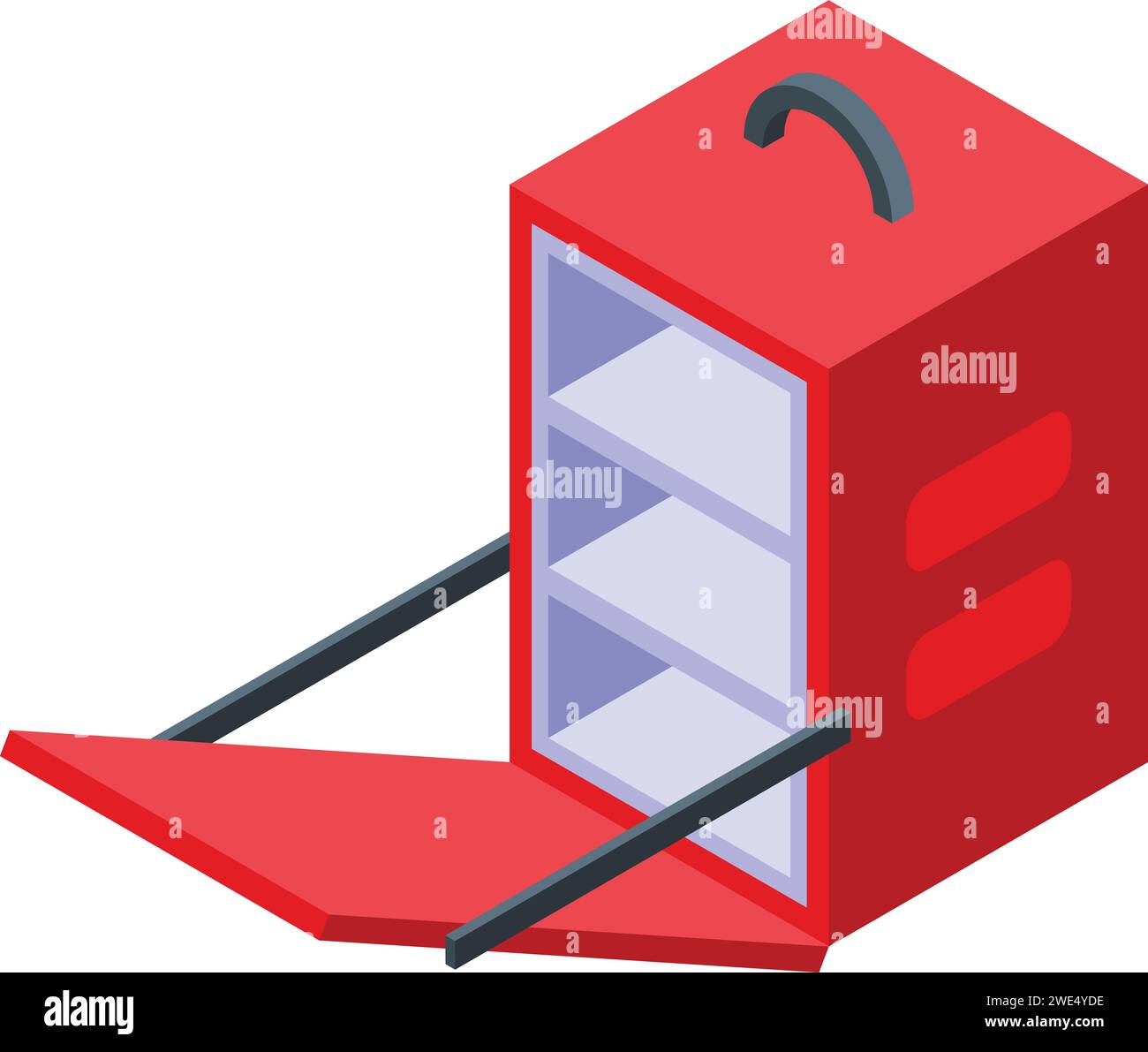 Red courier parcel backpack icon isometric vector. Rider home. Trade ...