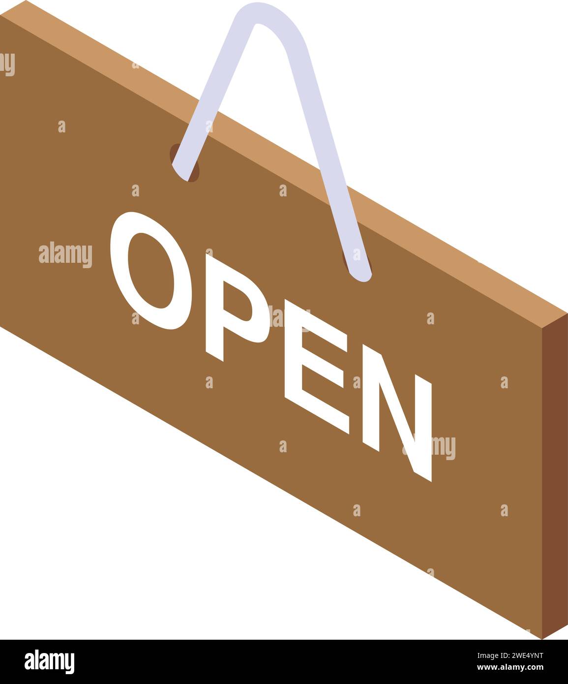 Open door board icon isometric vector. Door shop mall. Eating center ...