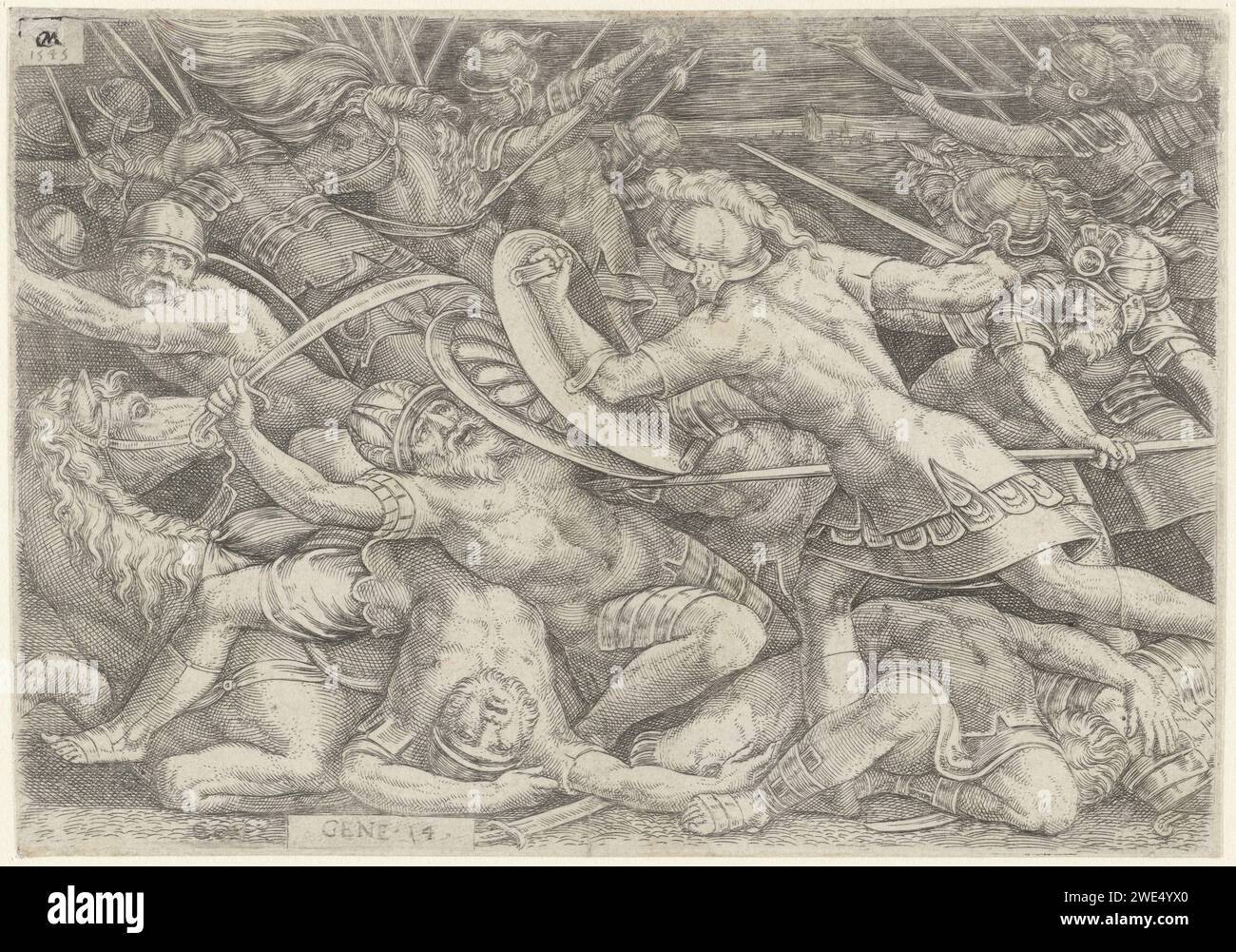 Battle of Abraham against Kedorlaomer, Cornelis Massijs, 1545 print ...