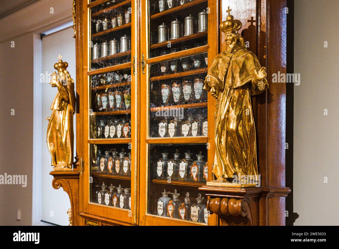 Exhibition of baroque pharmacy with the late baroque pharmacy furniture ...