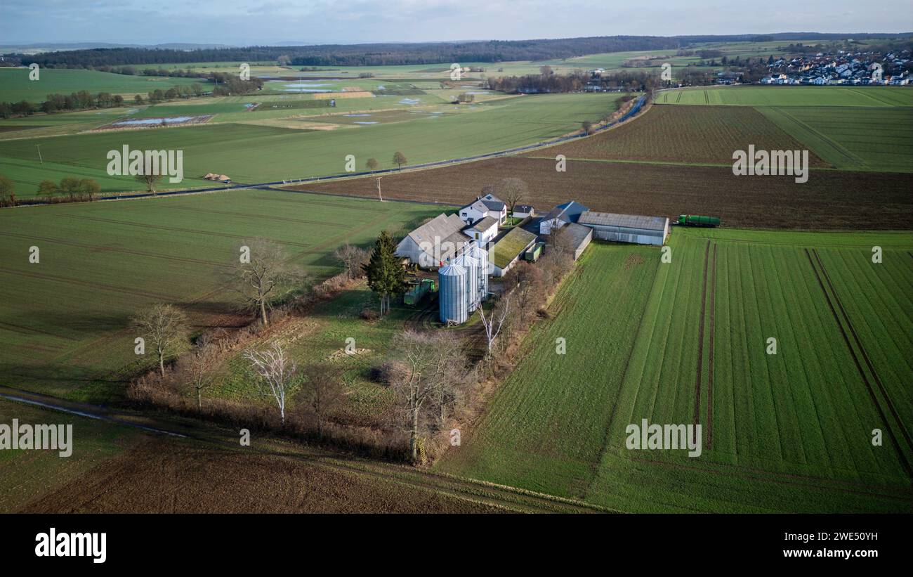 PRODUCTION - 19 January 2024, Hesse, Niddatal: The Erlenhof is located ...