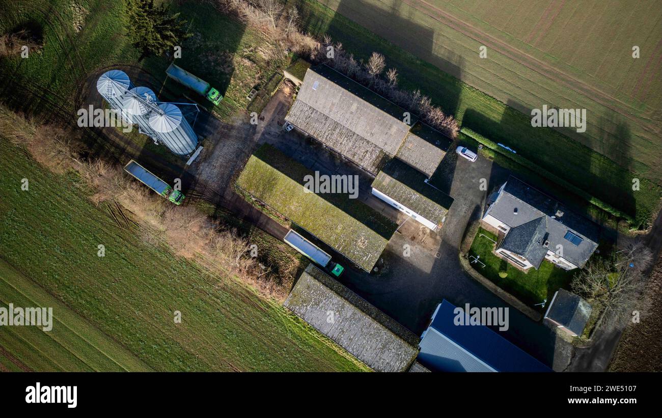 PRODUCTION - 19 January 2024, Hesse, Niddatal: The Erlenhof is located ...