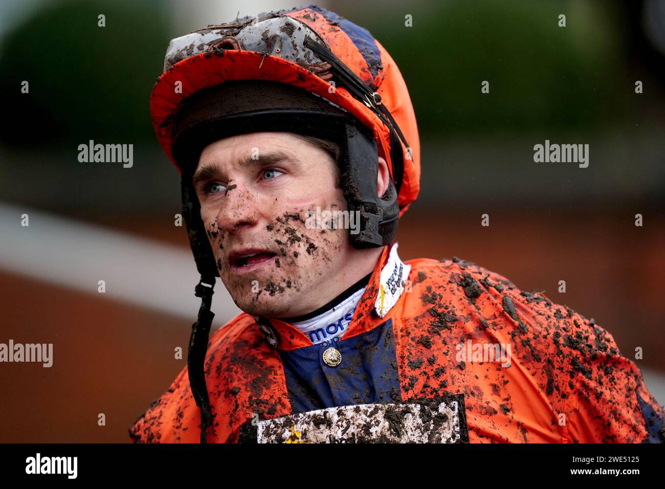 Jockey Harry Skelton after competing in the Ray Dalfsen Mares' Handicap ...