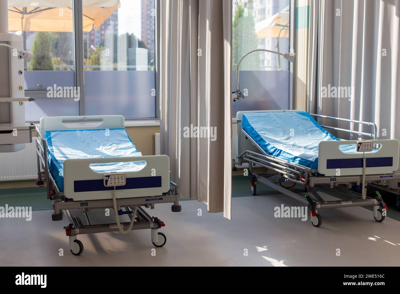Moscow, Moscow region, Russia - 03.09.2023:Brightly lit hospital room ...