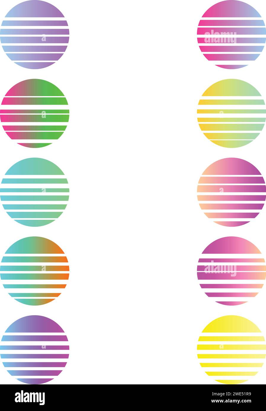 An abstract trendy cut out transparent retro neon circle design element ...