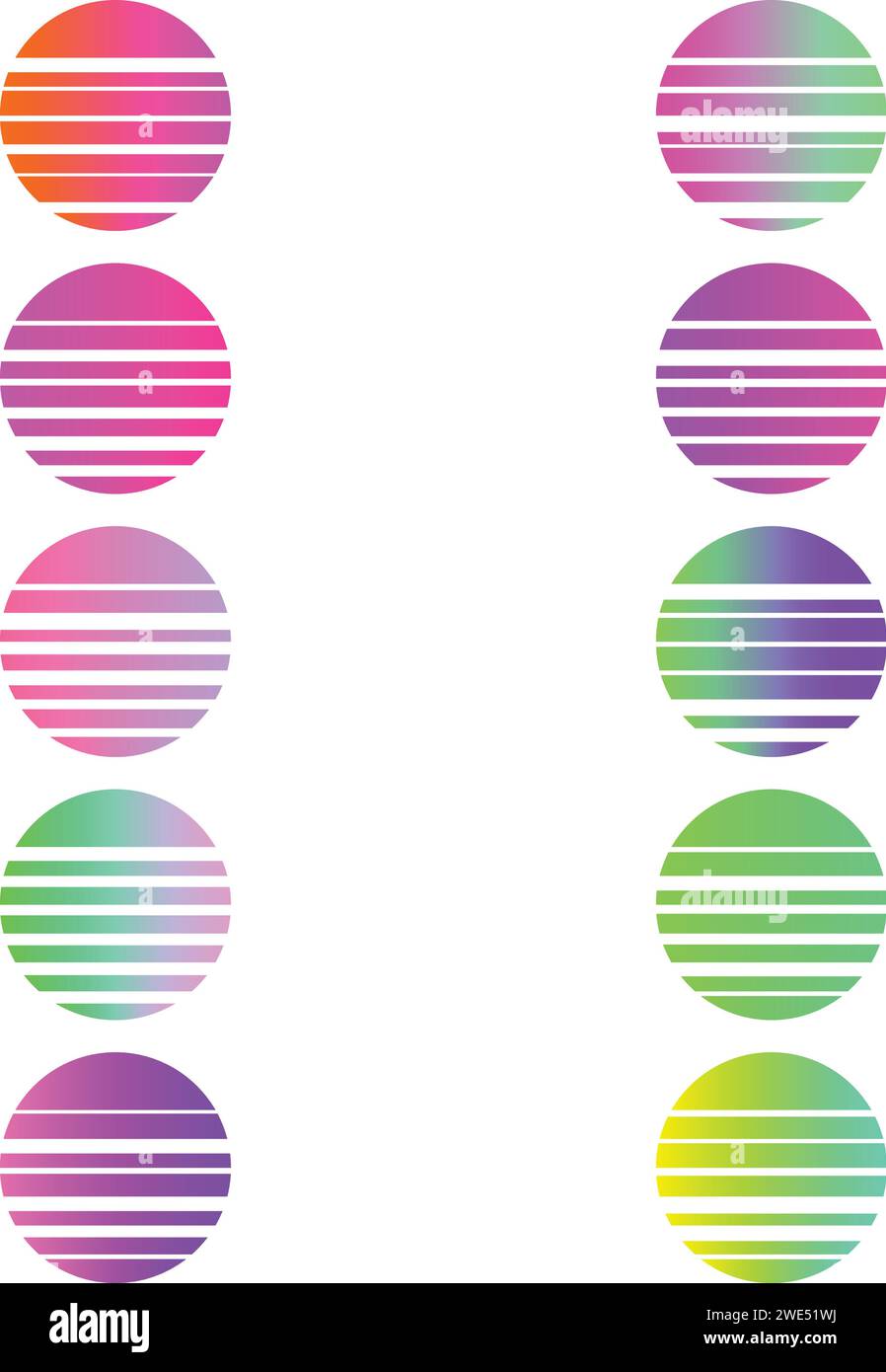 An abstract trendy cut out transparent retro neon circle design element ...