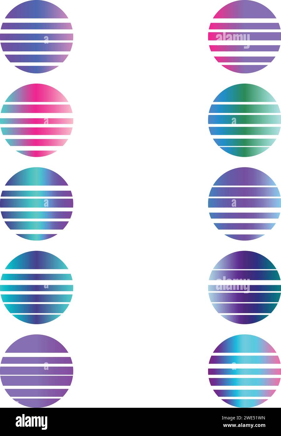 An abstract trendy cut out transparent retro neon circle design element ...