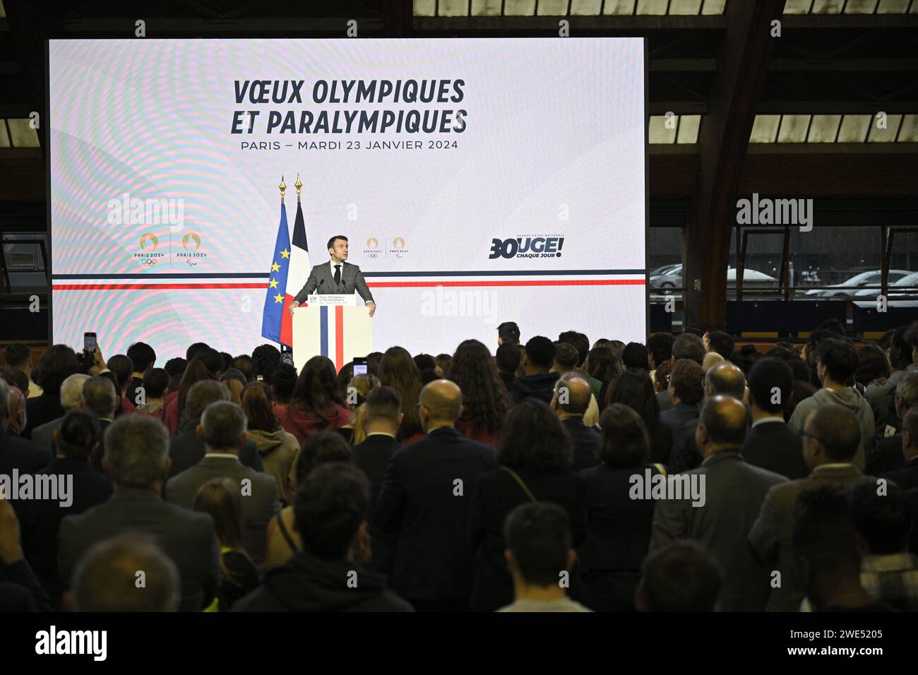 Paris, France. 23rd Jan, 2024. French President Emmanuel Macron ...