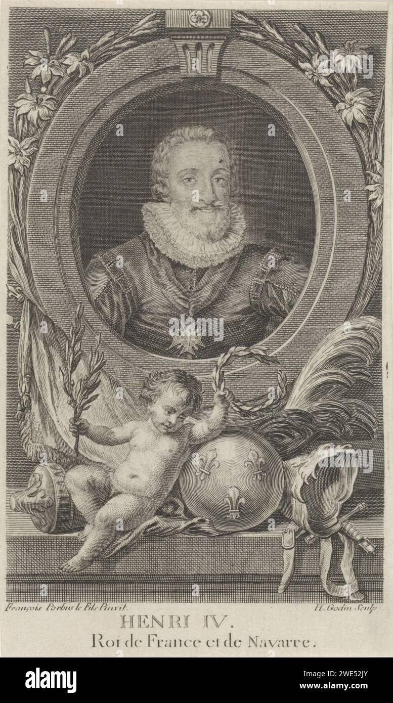 Portrait of Henry IV, King of France, Henri -Joseph Godin, After Frans ...