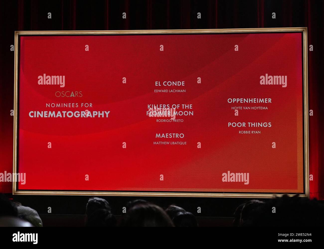 Los Angeles, USA. 23rd Jan, 2024. Nominees for CINEMATOGRAPHY at the ...