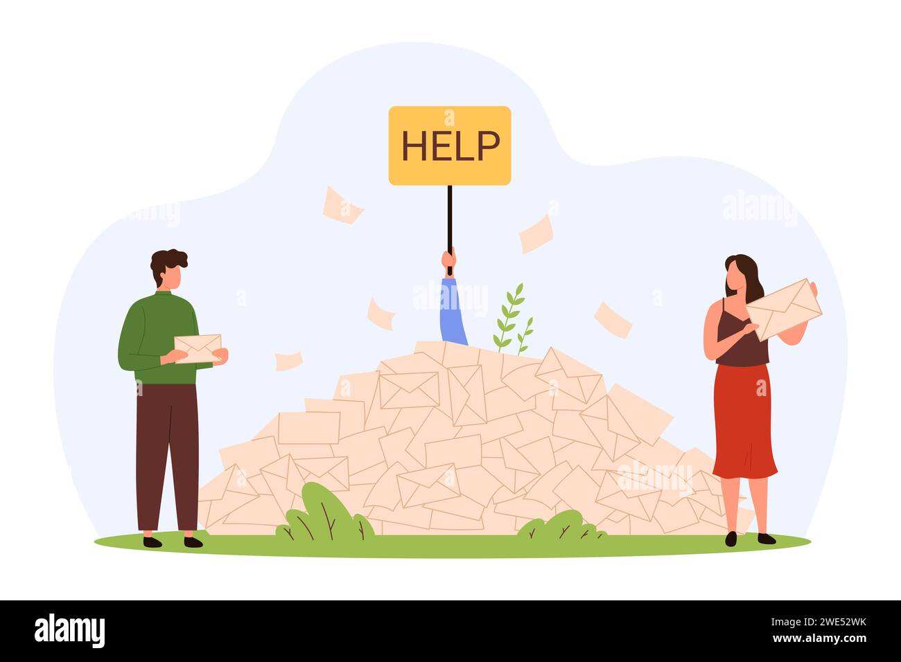 Inbox overload with spam information, newsletters and emails. Tiny ...