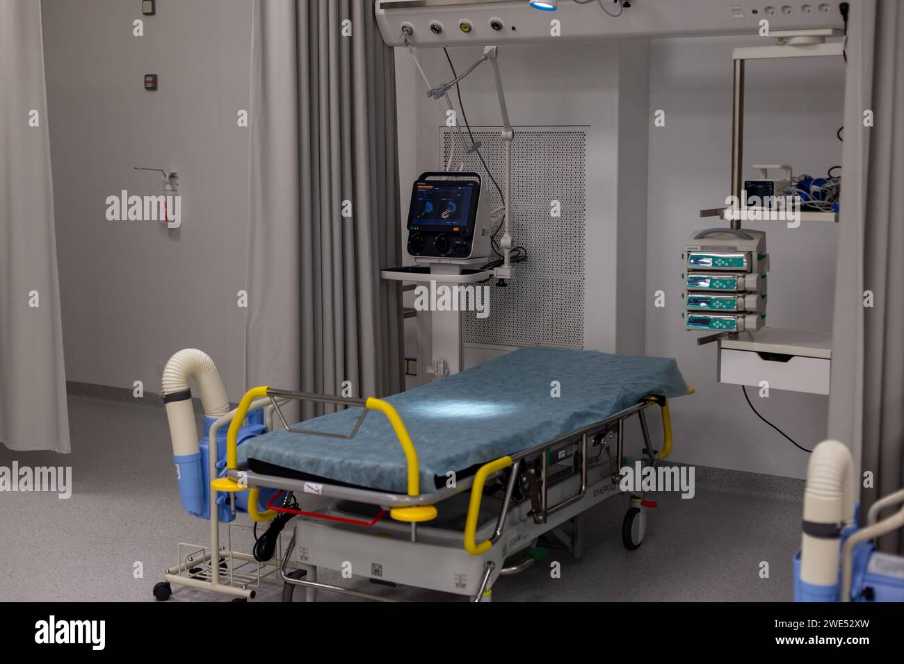 Moscow, Moscow region, Russia - 03.09.2023:Medical patient bed and ...