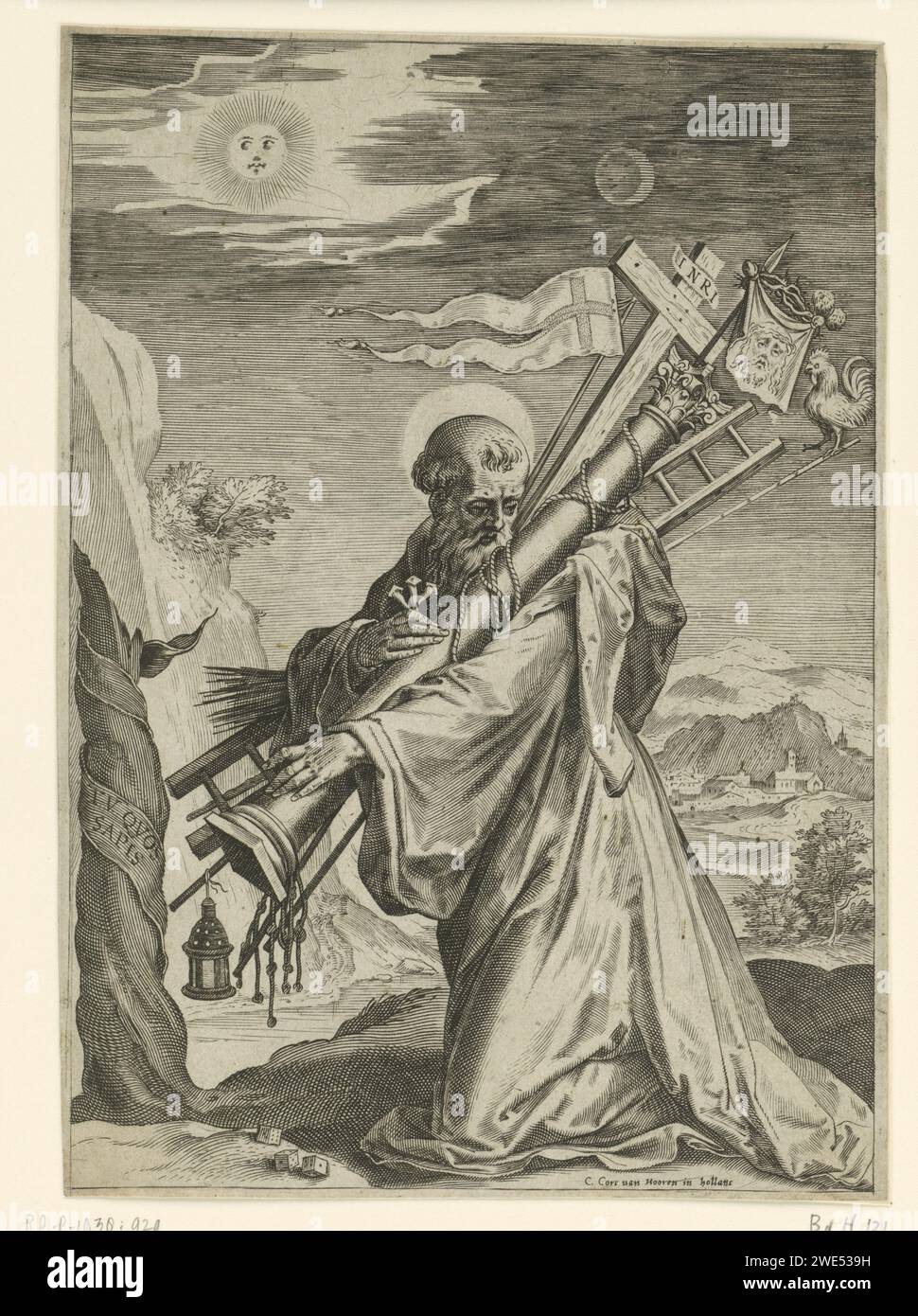 The H. Bernardus van Clairvaux, with the passion tools, Cornelis Cort ...