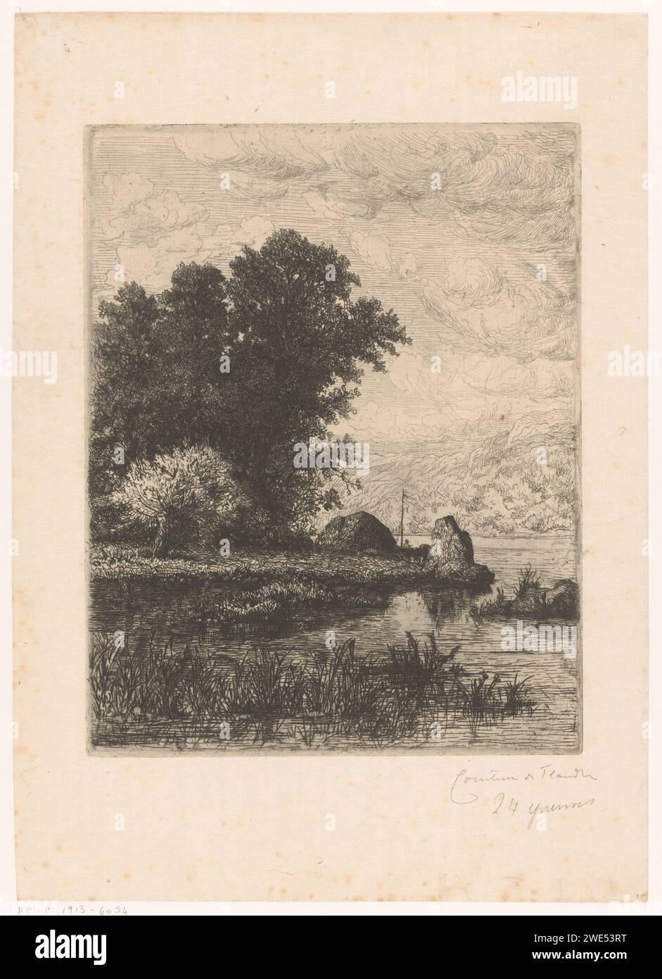 Mountain landscape with trees on a river, Maria van Hohenzollern ...