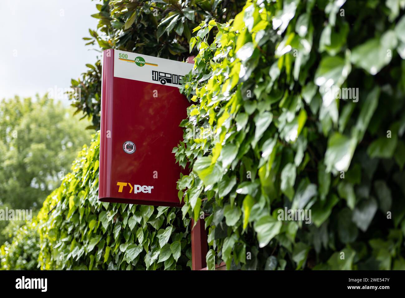 BOLOGNA, ITALY - APRIL 20, 2022: Bus stop of Tper Bologna public ...