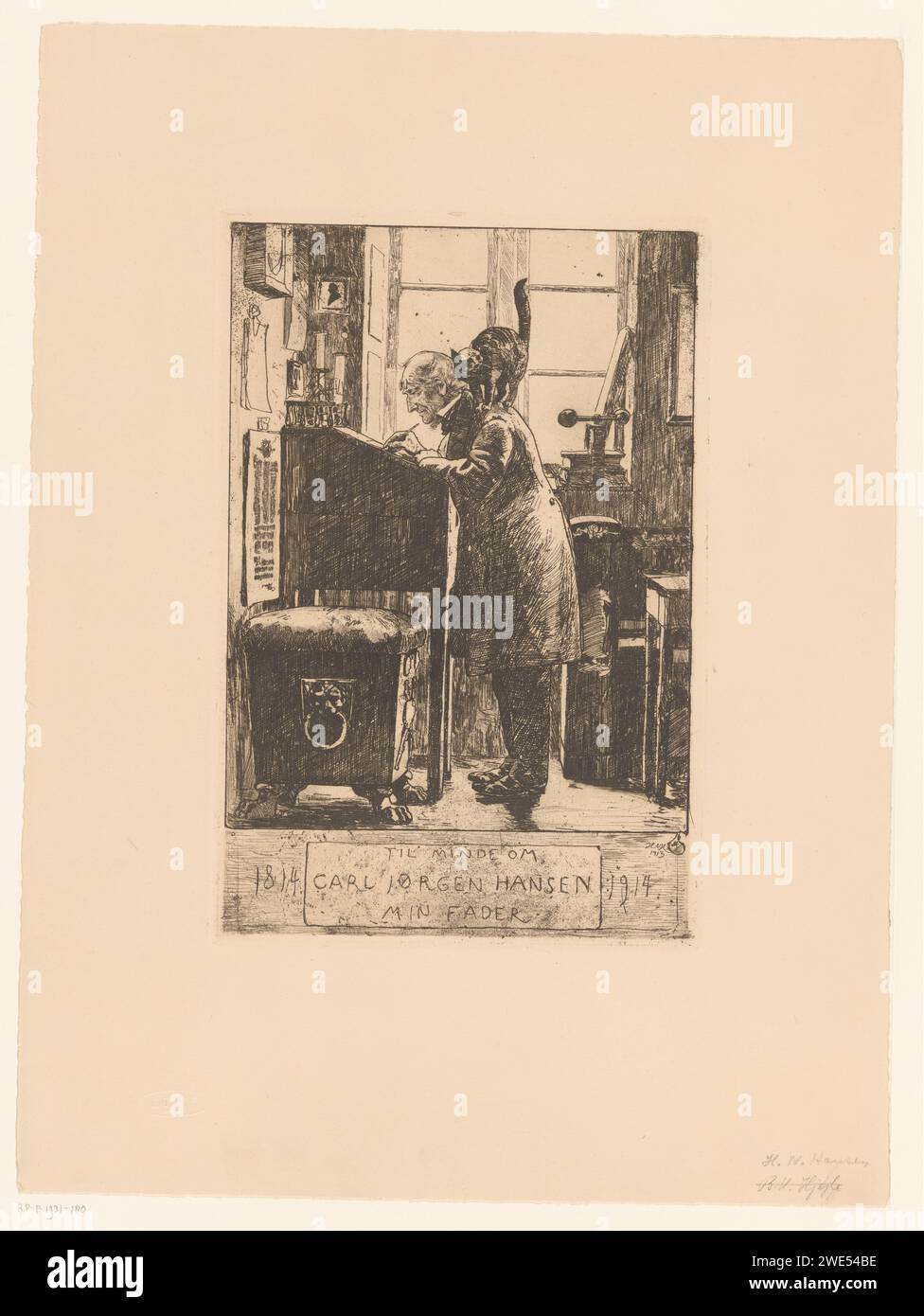 Father of the artist, Hans Nicolai Aksel Hansen, 1913 print Portrait of ...