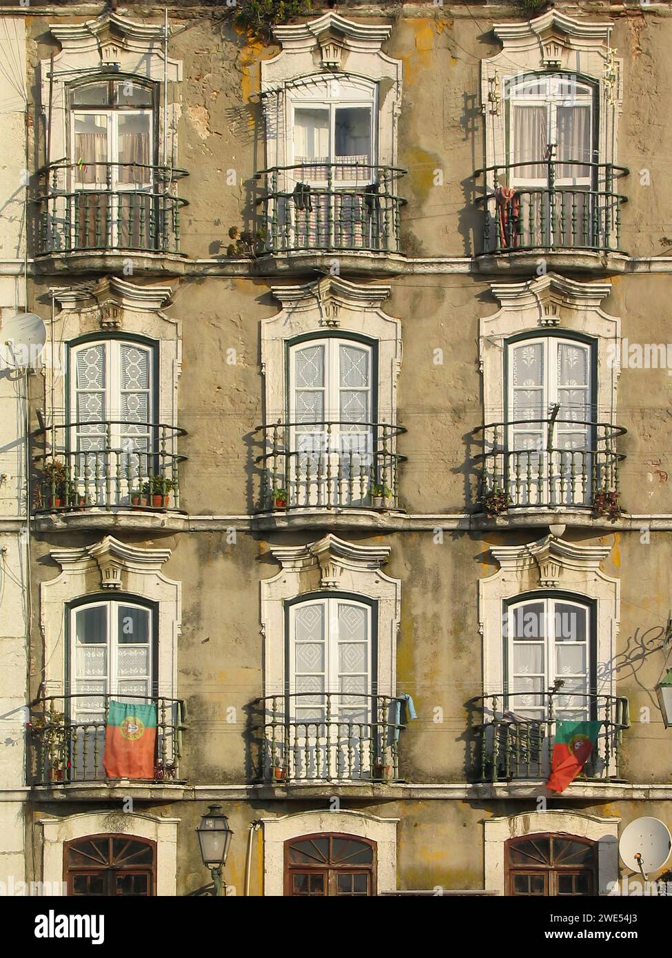 Old rundown 18th century building in Alfama district. Neoclassical ...