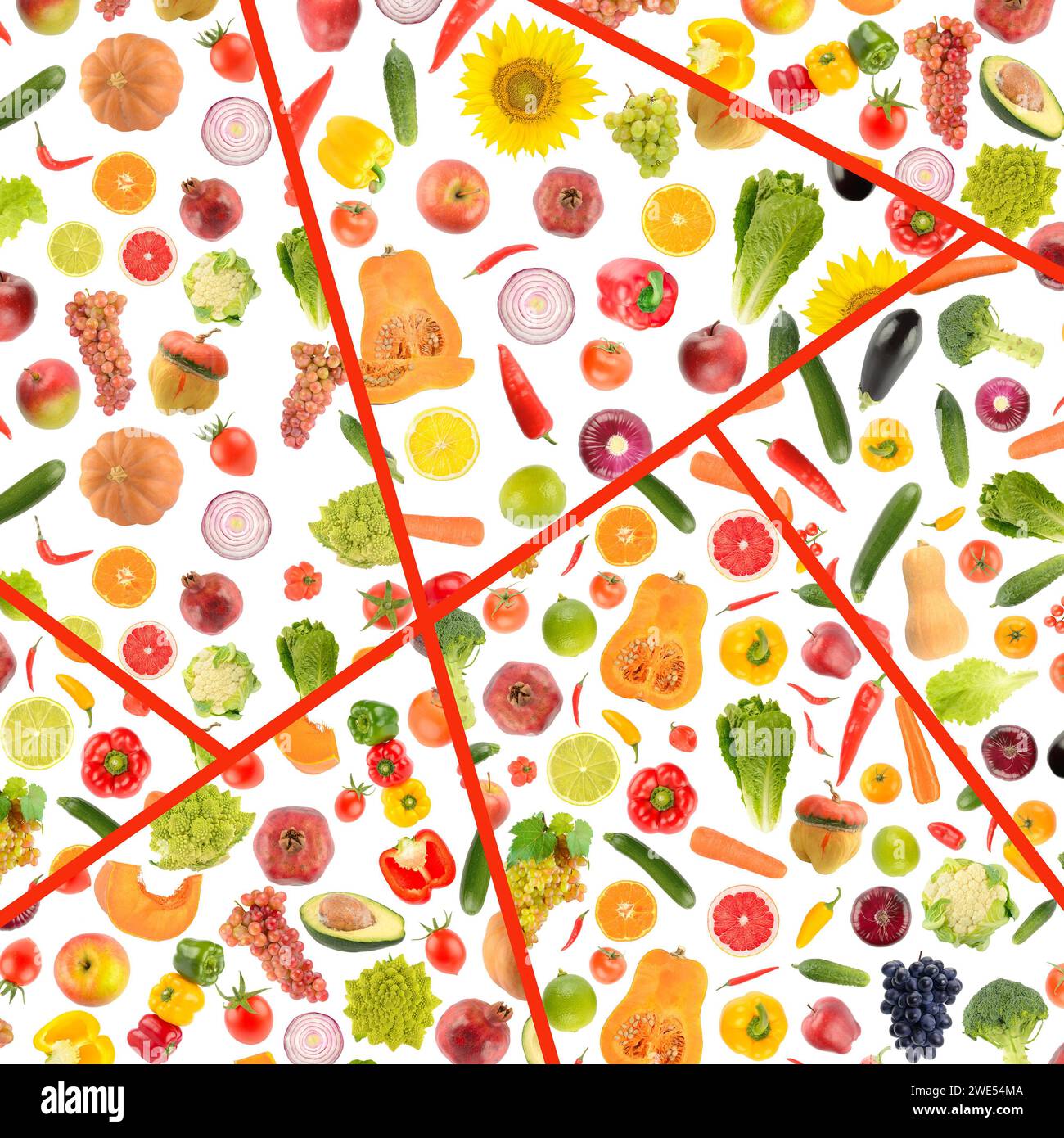 Beautiful pattern healthy multi-colored fruits, vegetables and berries ...