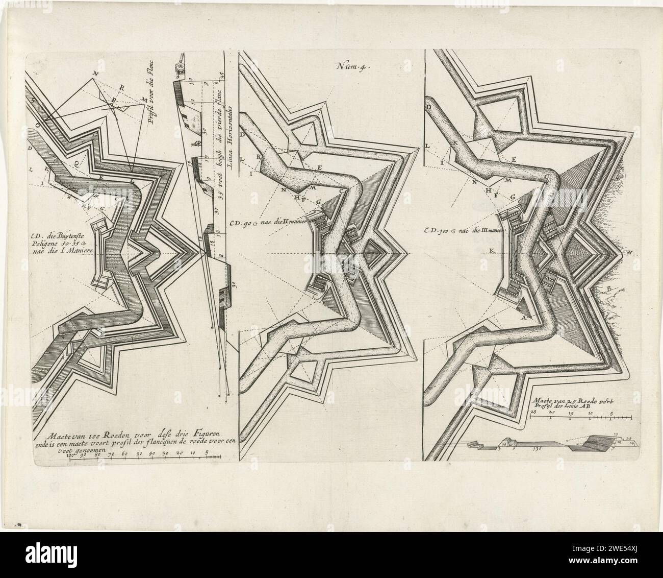 Map of a reinforced Vestingwal, Hendrick Baron van Ruse van Rysensteen ...