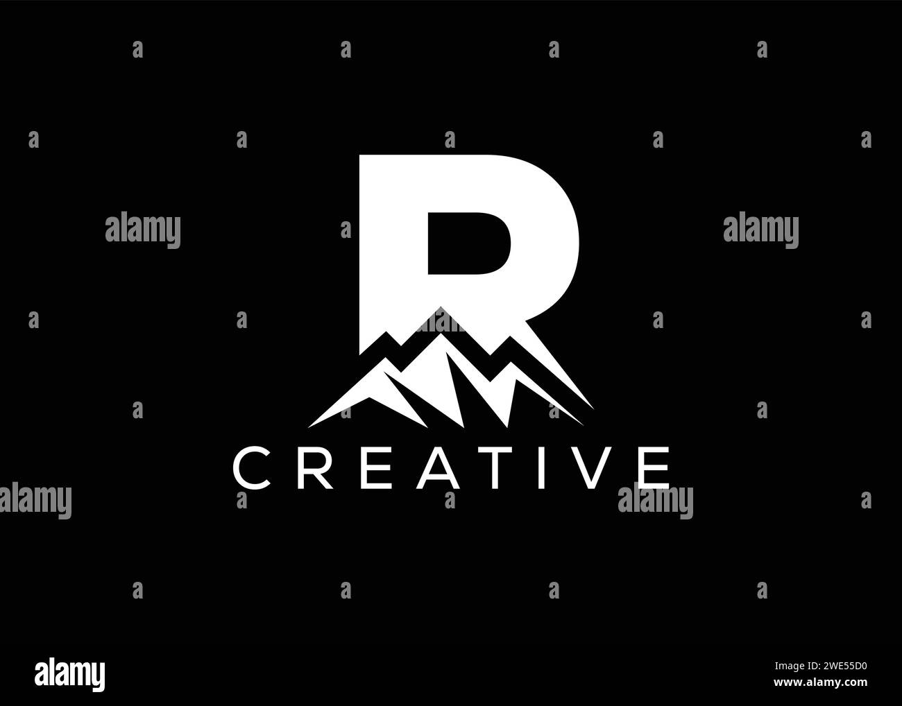 Minimal Letter R mountain logo design vector template. Initial Letter R ...