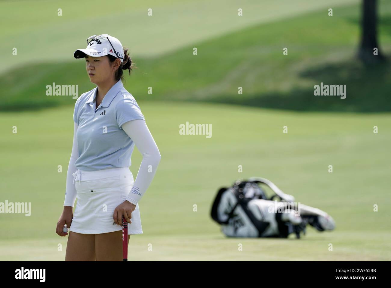 FILE - Rose Zhang watches play on the 9th green during the final round ...