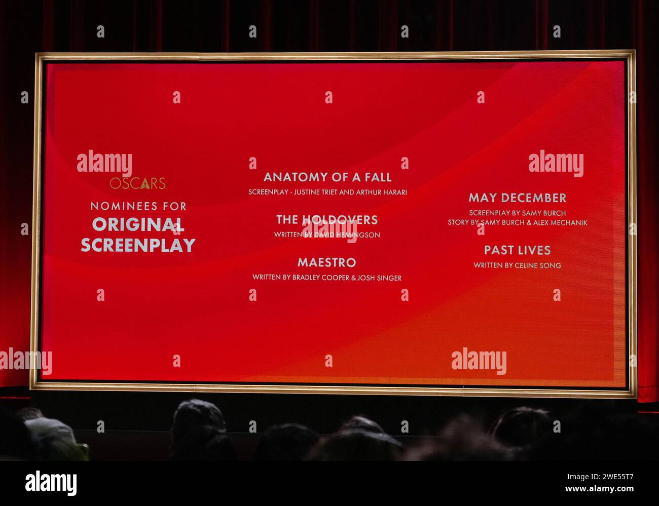 Los Angeles, USA. 23rd Jan, 2024. Nominees for ORIGINAL SCREENPLAY at ...