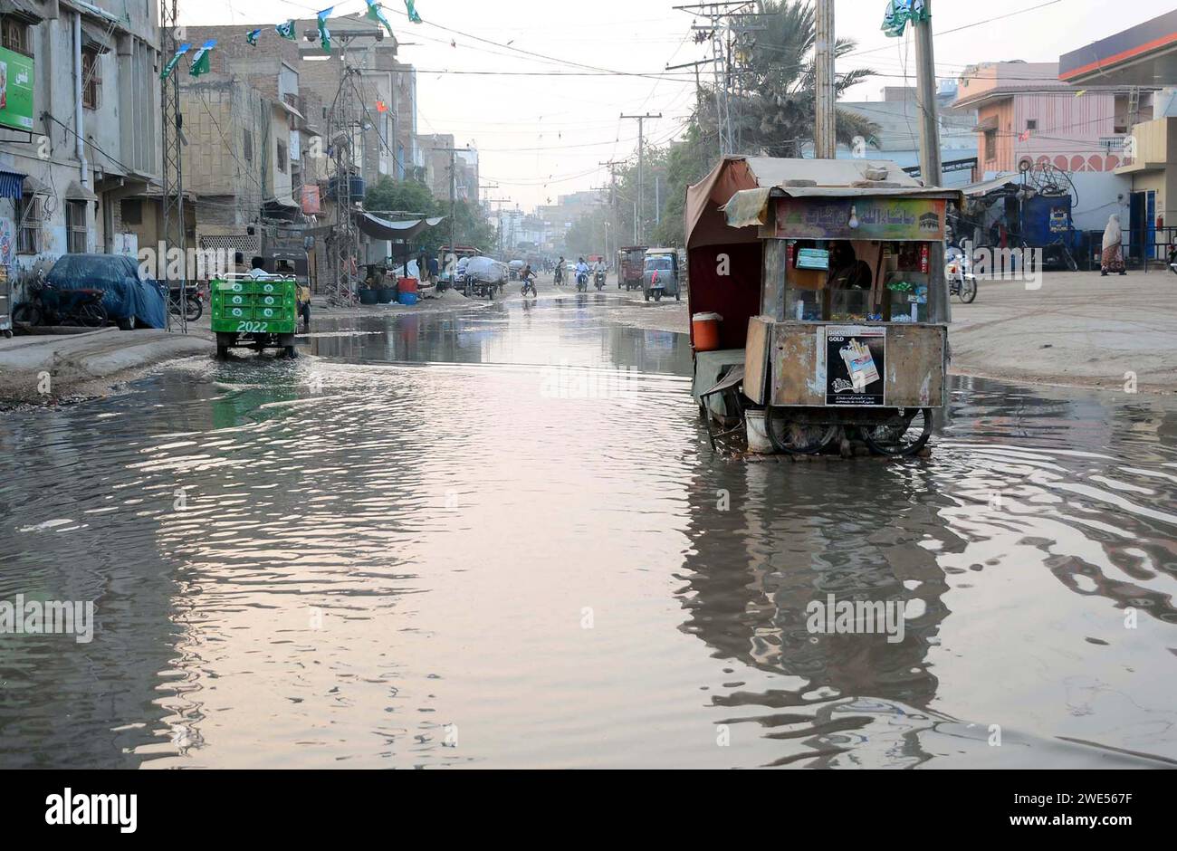 Inundated road by overflowing sewerage water, creating problems for ...