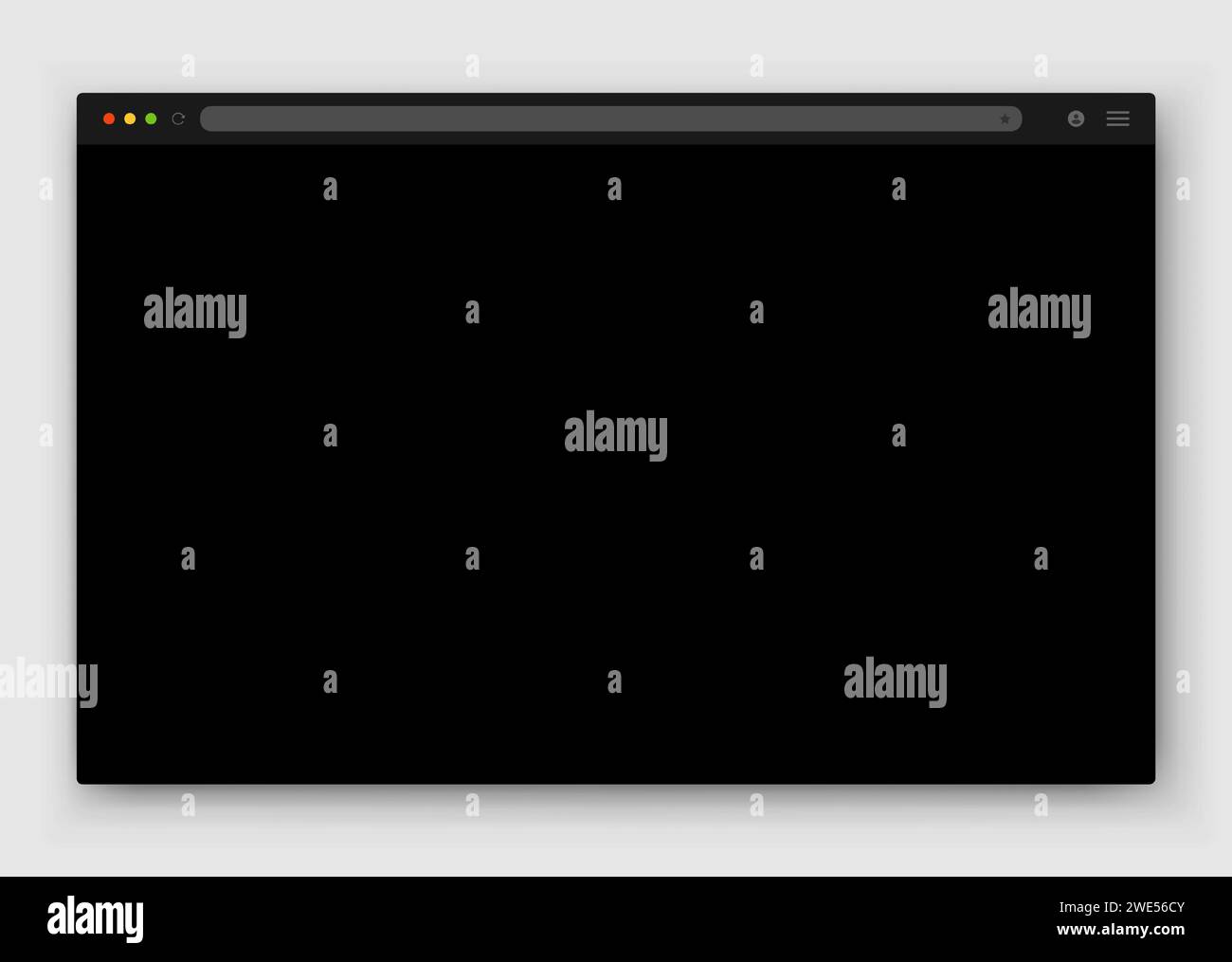 An empty browser window in black on a light background. Website layout ...