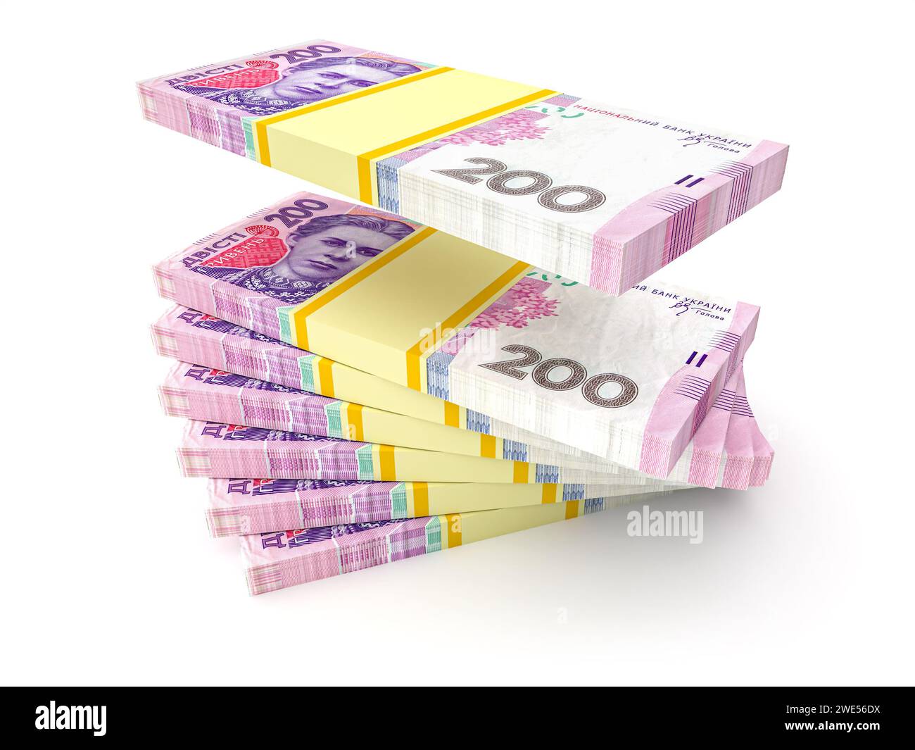 Ukrainian hryvnia. Stack of ukrainian money (grivna, hryvna) with 200 ...