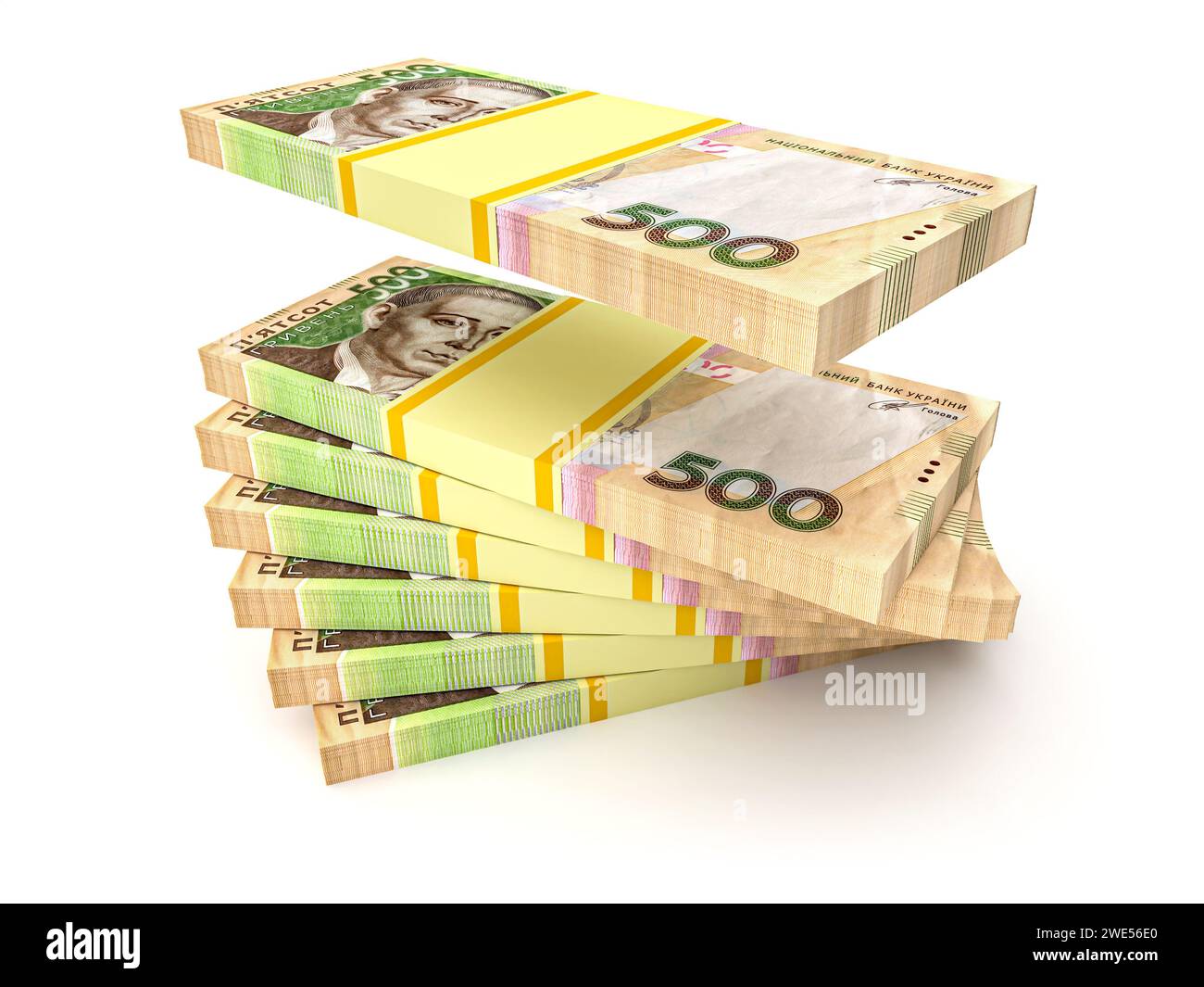 Ukrainian hryvnia. Stack of ukrainian money (grivna, hryvna) with 500 ...