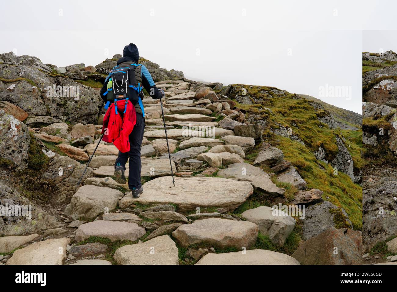 Great Britain, North Wales, Snowdonia, climbing Mount Snowdon Stock ...