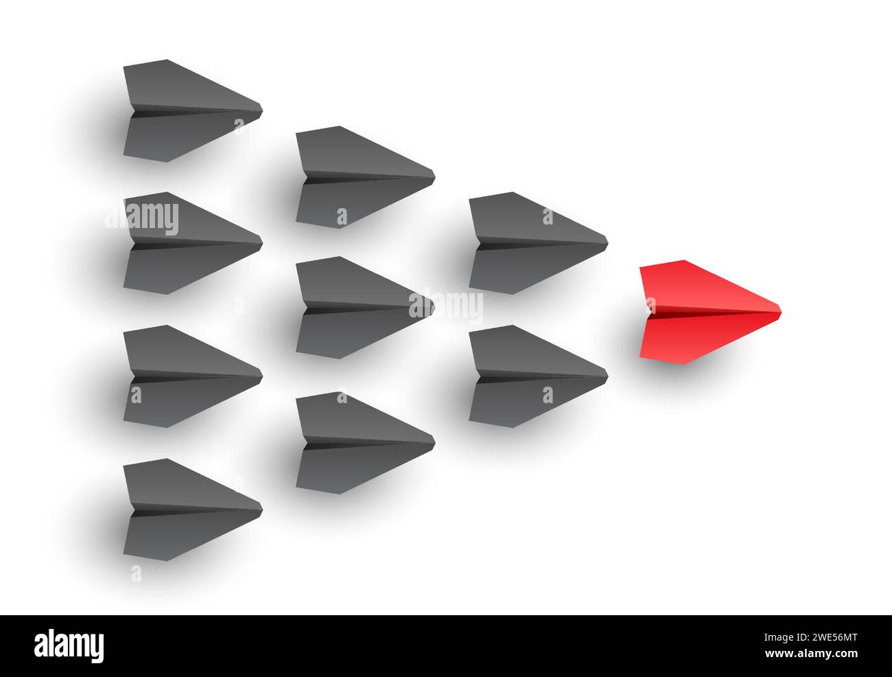 Business and leadership concepts. The planes follow the leader who ...