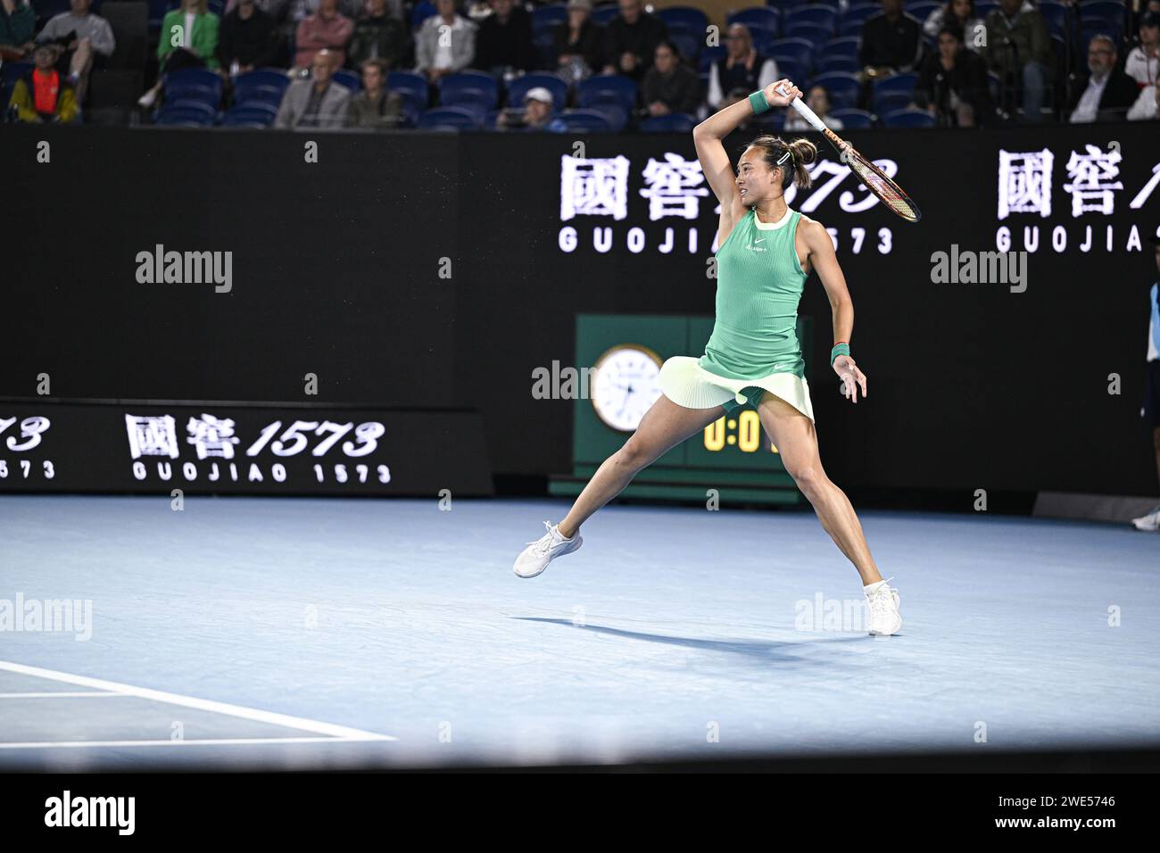 Qinwen Zheng of China during the Australian Open 2024, Grand Slam tennis tournament on January ...