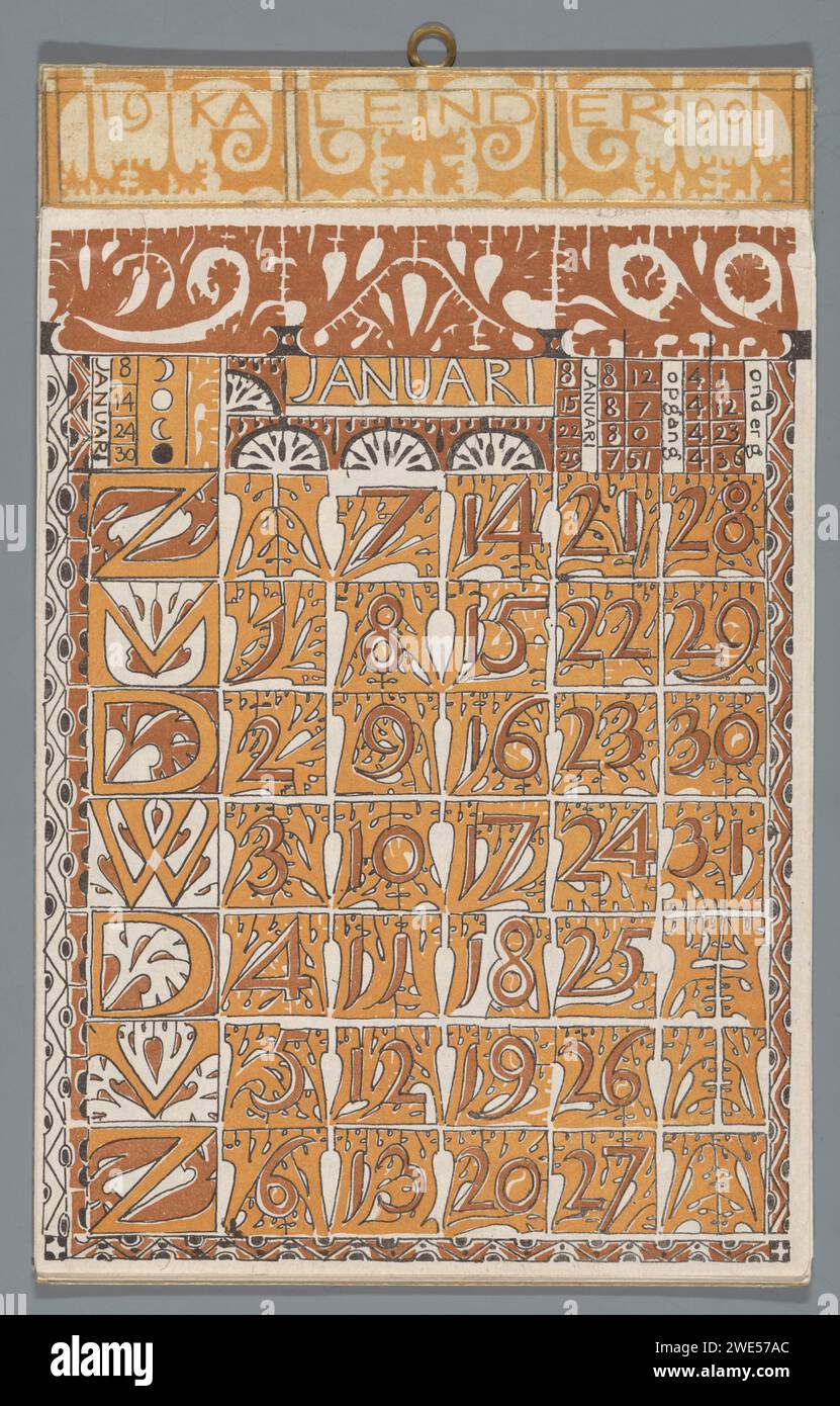 Kalendra 1900, Carel Adolph Lion Cachet, 1900 calendar. print Calendar ...