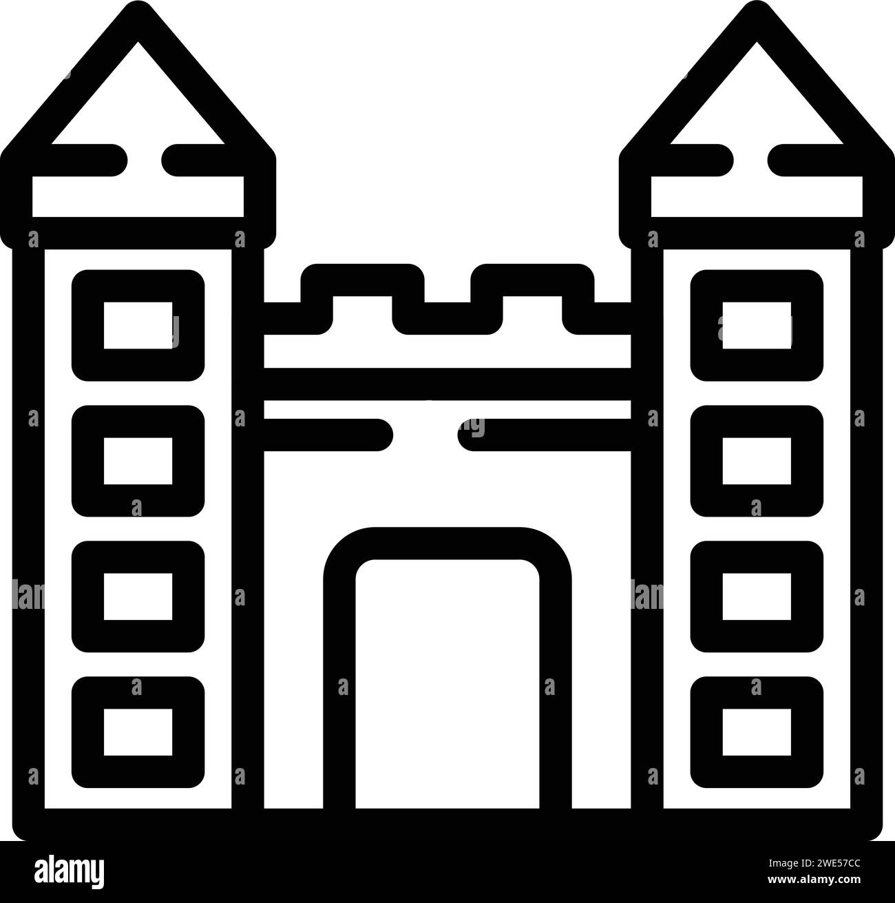 Asian castle icon outline vector. Baku city tower. Edifice structure ...