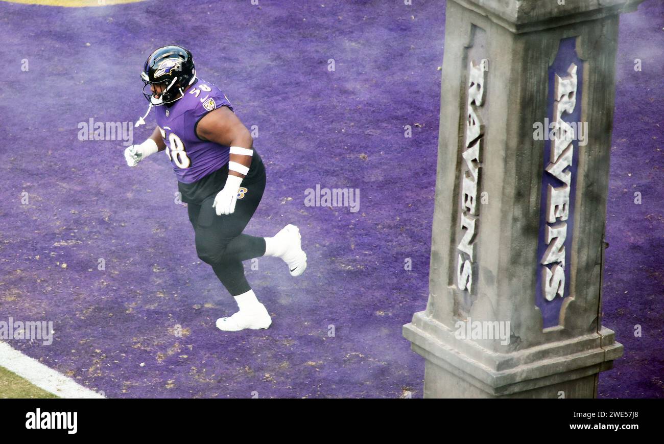 Baltimore Ravens defensive tackle Michael Pierce (58) is introduced ...