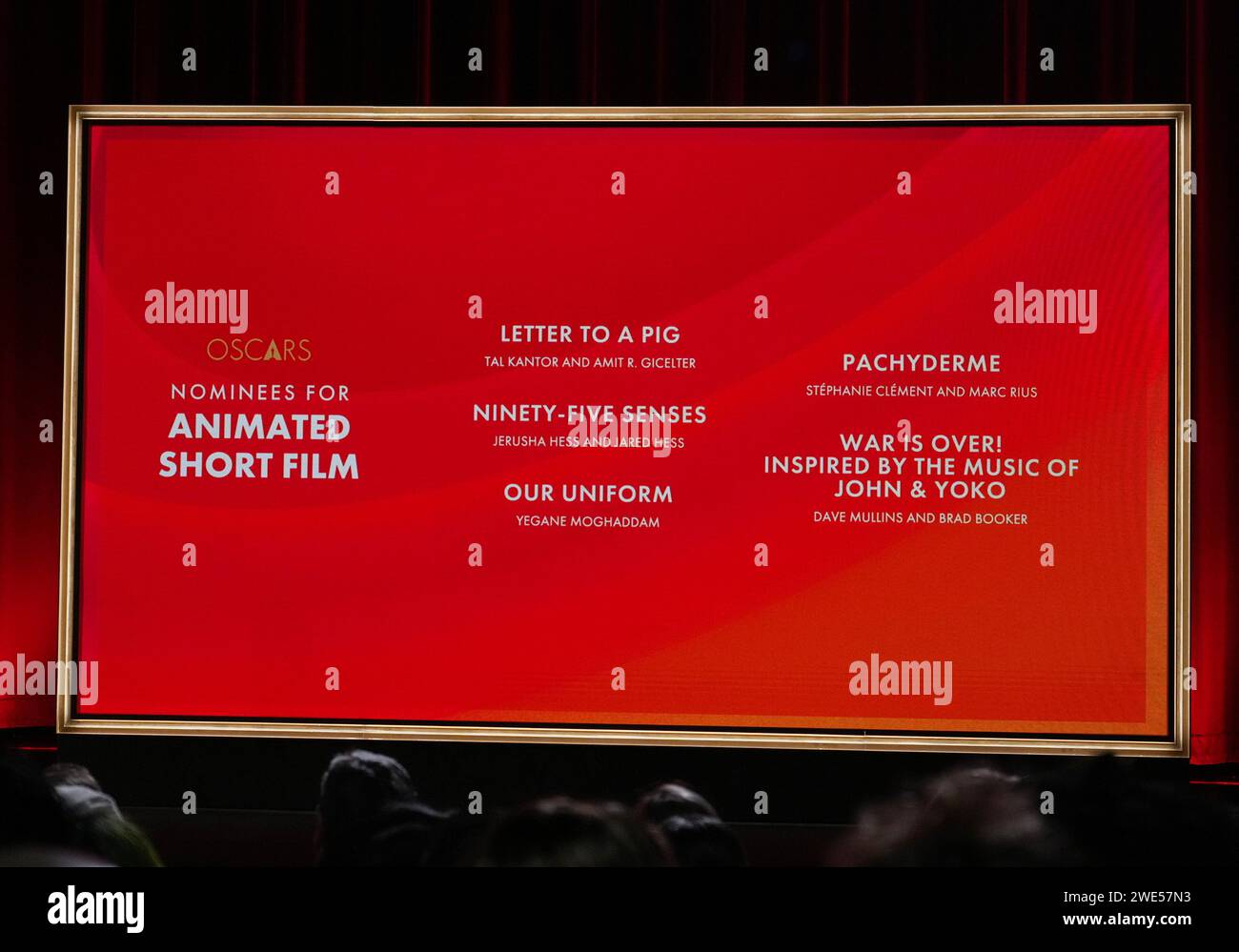 Los Angeles, USA. 23rd Jan, 2024. Nominees for ANIMATED SHORT FILM at the 96th Oscars ...