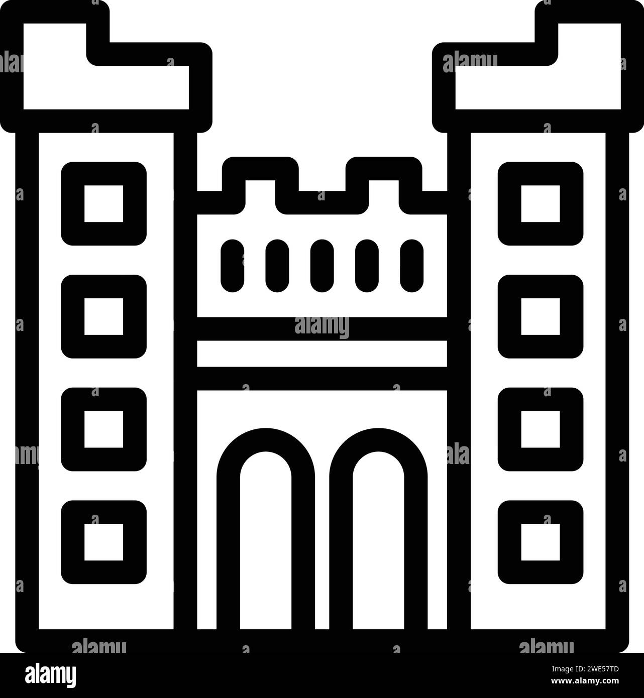 Baku fortress icon outline vector. Ancient building tower. Structure ...