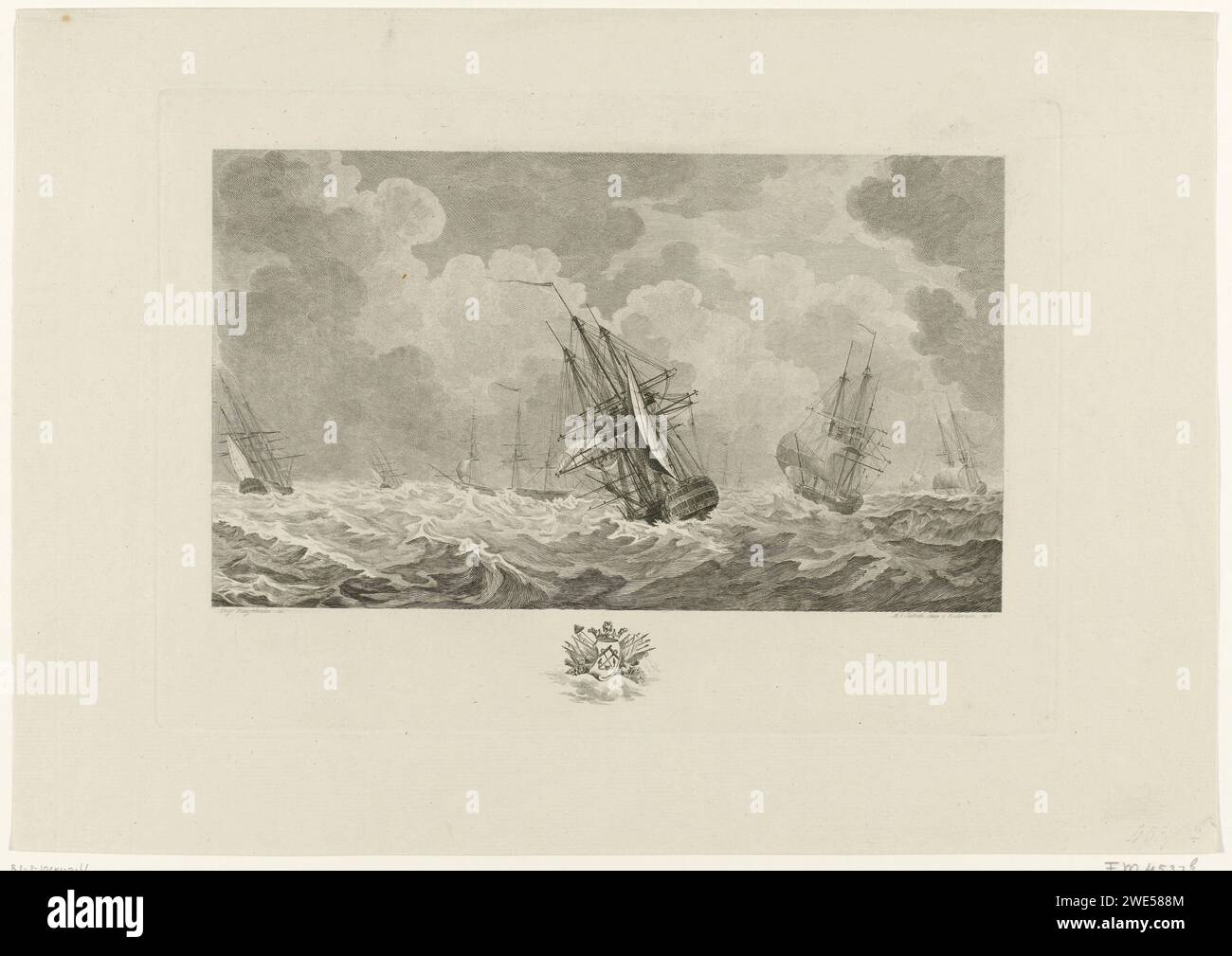 Dutch fleet in De Storm, 1784, Mathias de Sallieth, After Engel ...