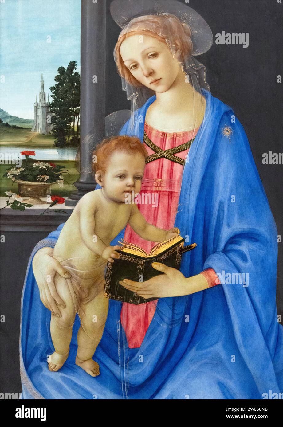 Filippino Lippi painting, "Mary and the Child" c 1475-80; or "Madonna and Child", Italian ...