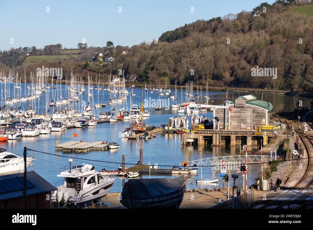 Kingswear, Devon, UK - January 18. View along the River Dart from ...