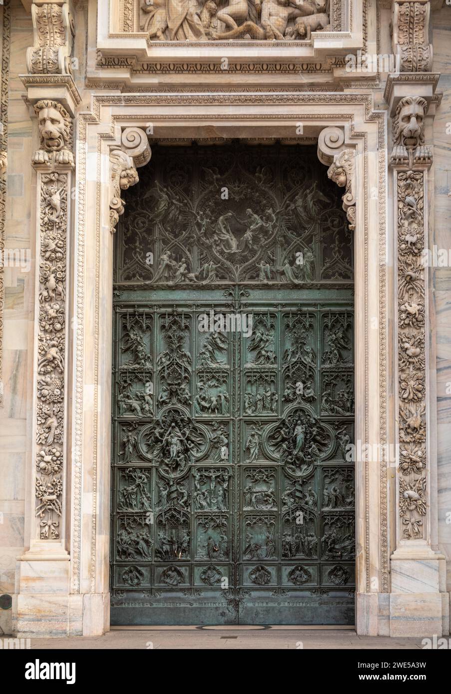 The Porta Maggiore, the main door into the Duomo of Milan. The door was ...