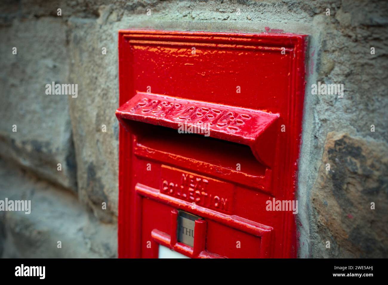 A Post Office letter box in a stone wall in Durham Stock Photo - Alamy