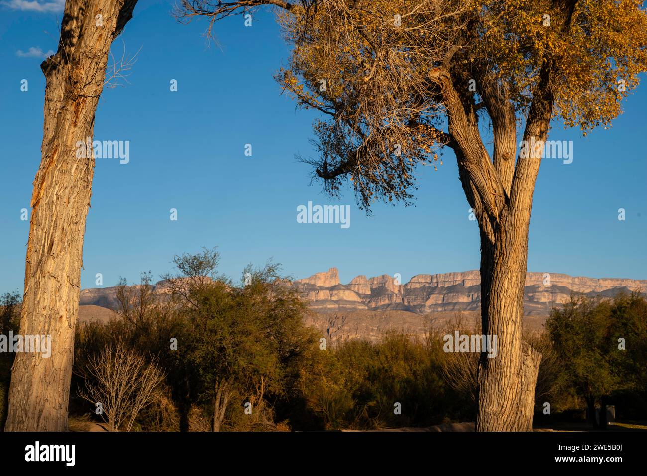 Sunset, Sierra del Carmen Mountains; Rio Grande Village Campground. Big ...