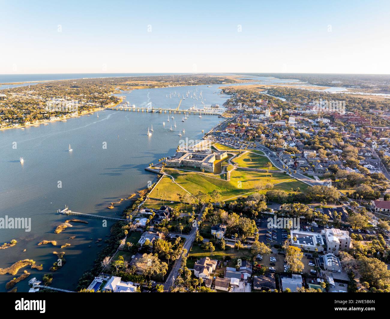 Castillo de San Marcos aerial stock image at sunset Stock Photo - Alamy