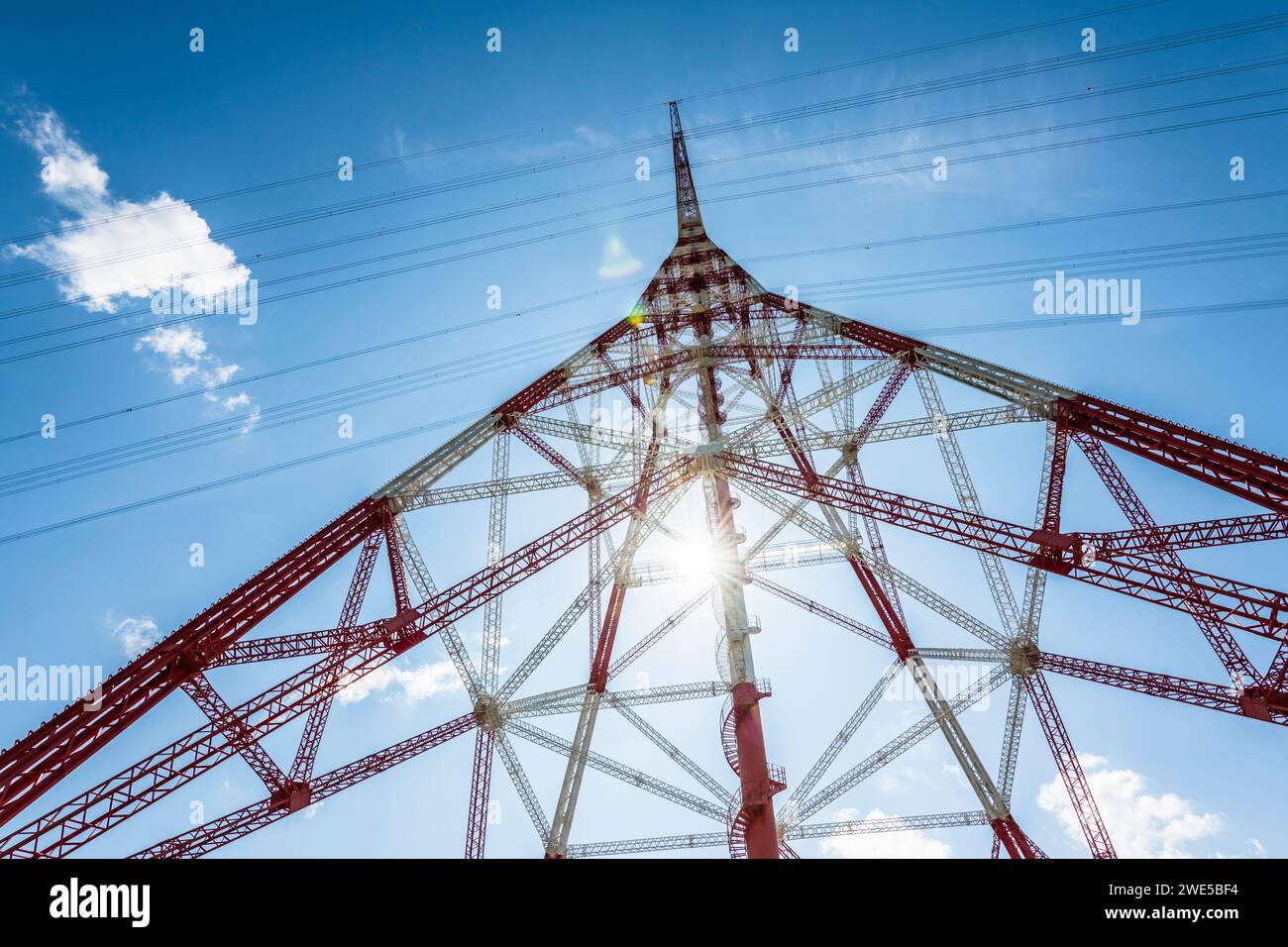 Overhead line pylon, electricity pylon, Wedel, Schleswig-Holstein ...