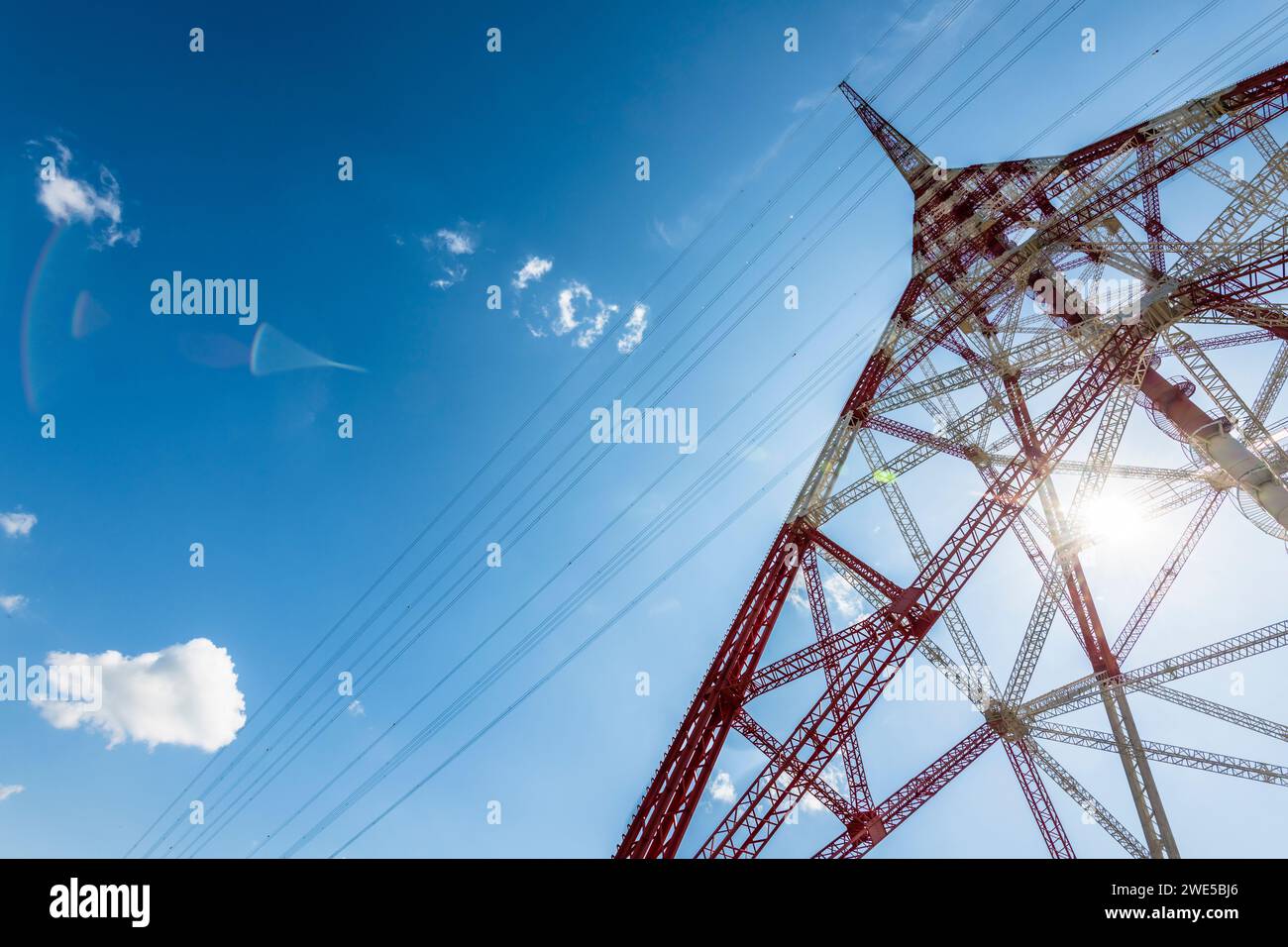 Overhead line pylon, electricity pylon, Wedel, Schleswig-Holstein ...