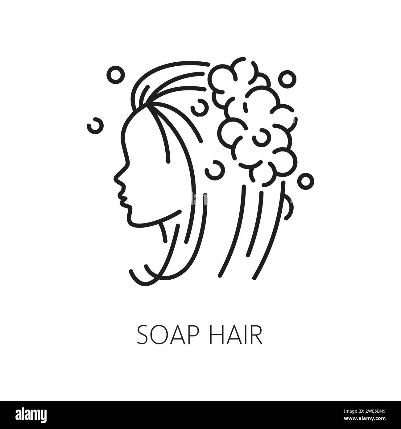 Hair care soap and treatment thin line icon. Haircare cosmetology ...