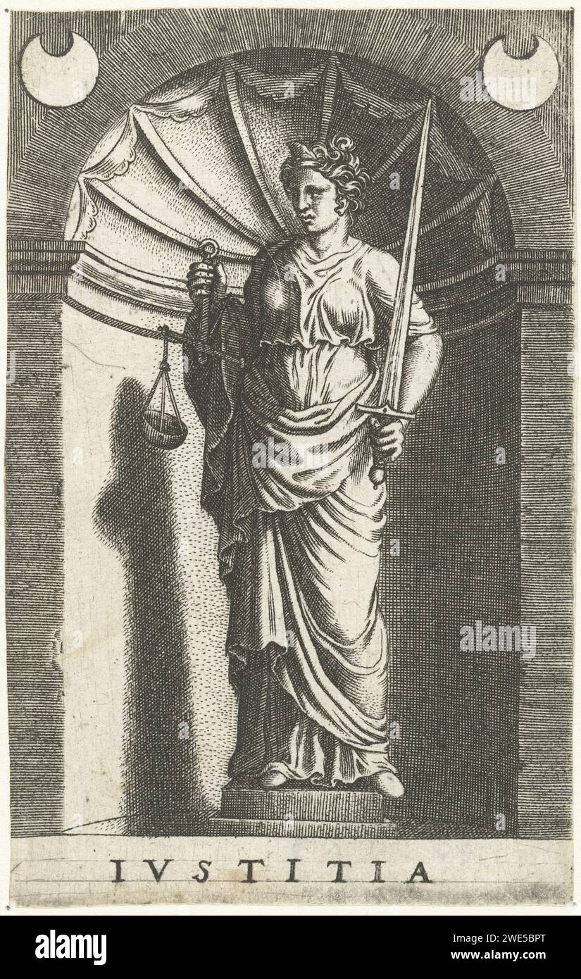Justice, Hans Collaert (I), After Lambert Lombard, 1557 print In a ...
